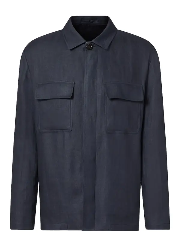 LARDINI Linen Overshirt - Blue