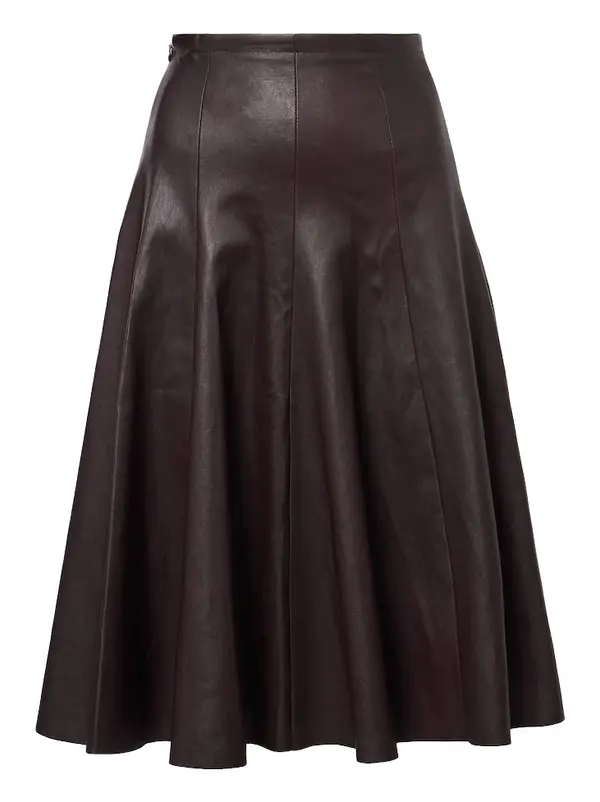 Stouls Sabrina Leather Midi Skirt - Red