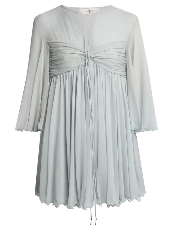 Chloé Twisted Bust Chiffon Mini Dress - Airy Grey