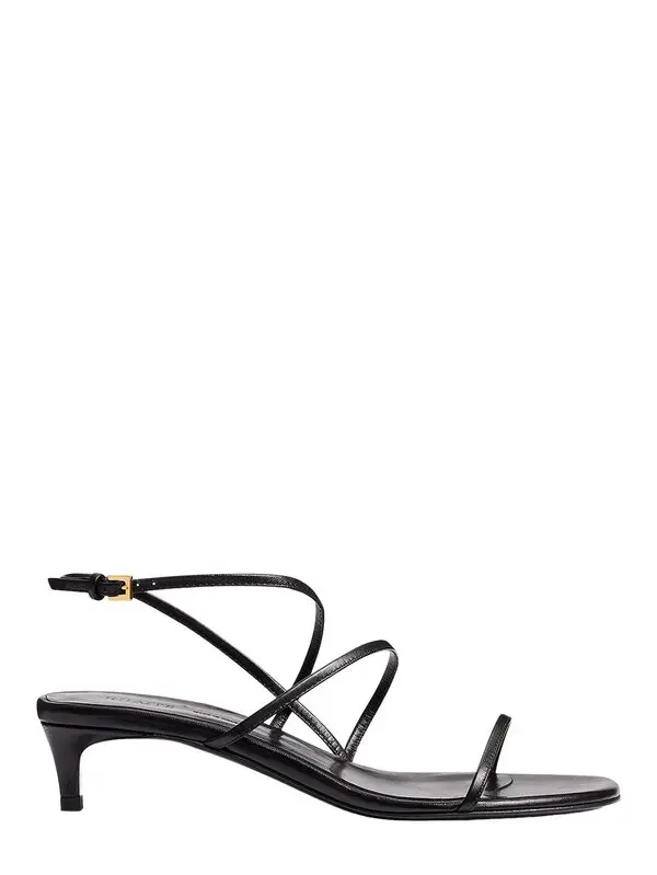 Khaite Leather Kitten-heel Strappy Sandals - Black