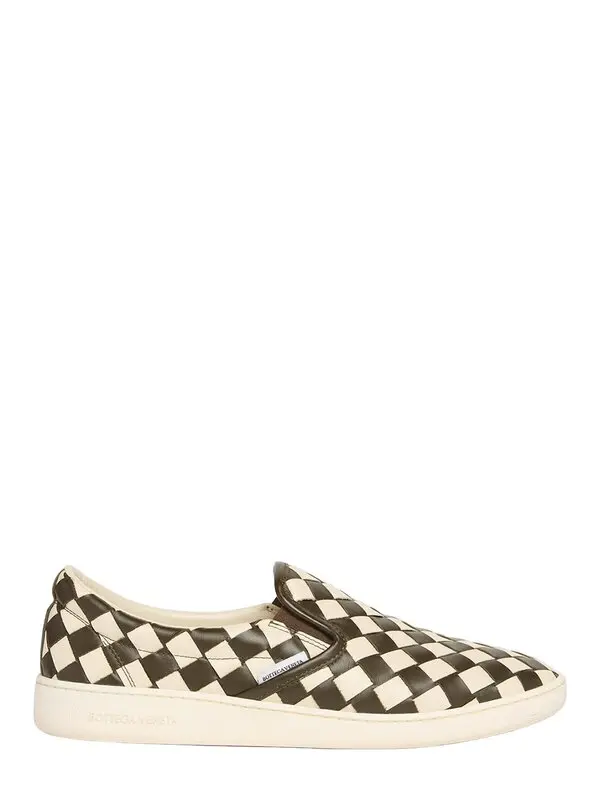 Bottega Veneta Sawyer Intrecciato Calfskin Slip-on Sneakers - Sea Salt-kaki