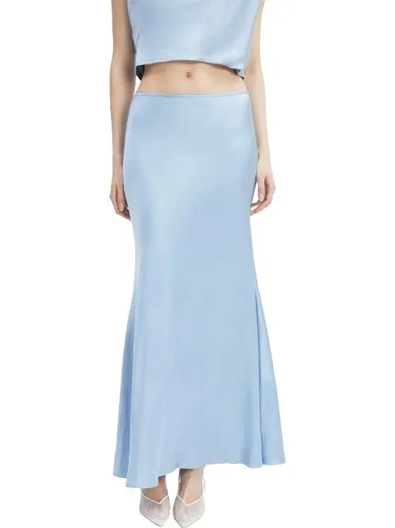 Bardot Monroe Satin Maxi Skirt - Soft Blue