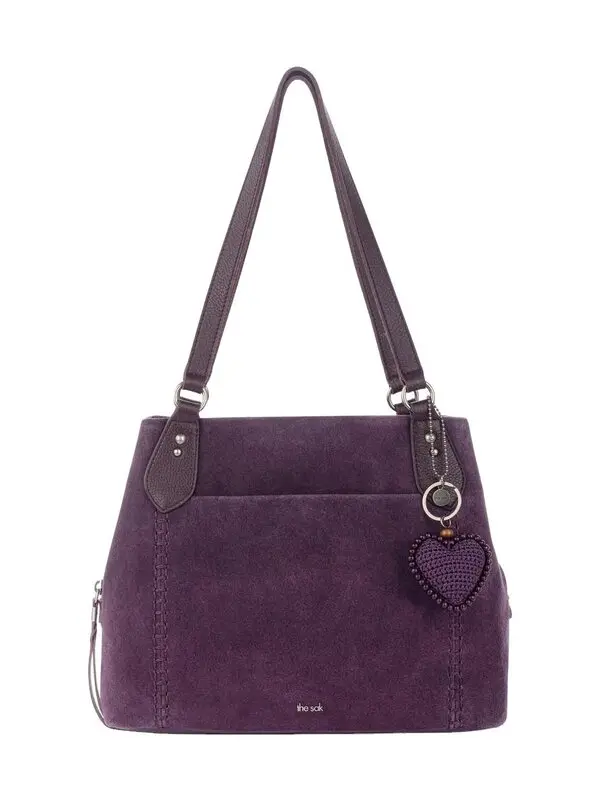 THE SAK Melrose Leather Satchel - Aubergine Suede Heart