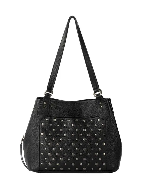THE SAK Melrose Leather Satchel - Black Silver Stud