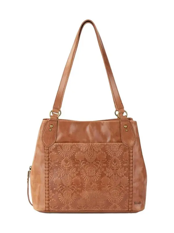 THE SAK Melrose Leather Satchel - Tobacco Floral Emboss