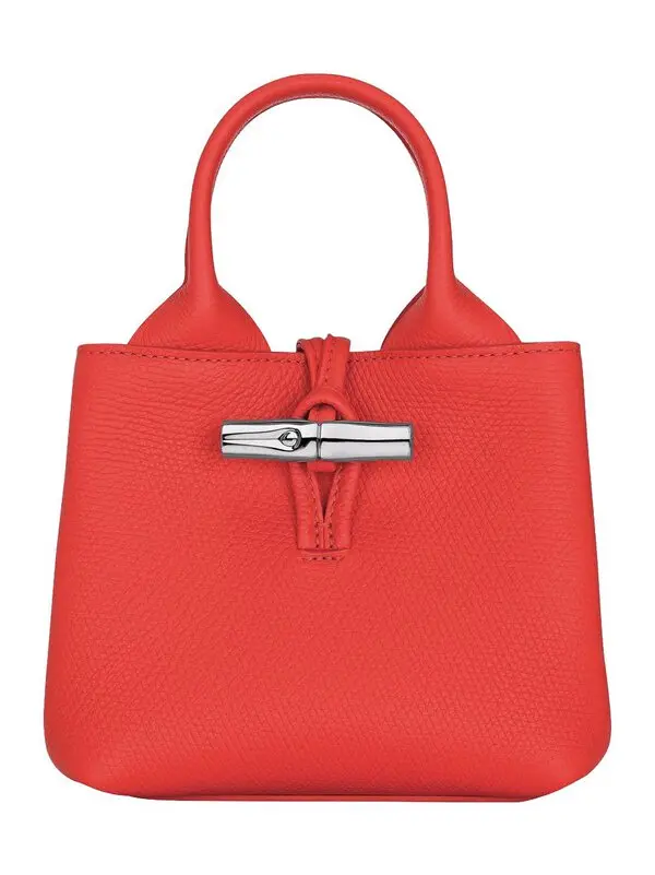 Longchamp Le Roseau Leather Top Handle Bag - Vermilion