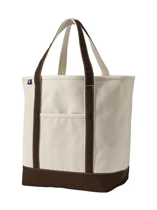 LANDS' END Open Top Canvas Tote Bag - Natural/brown Root