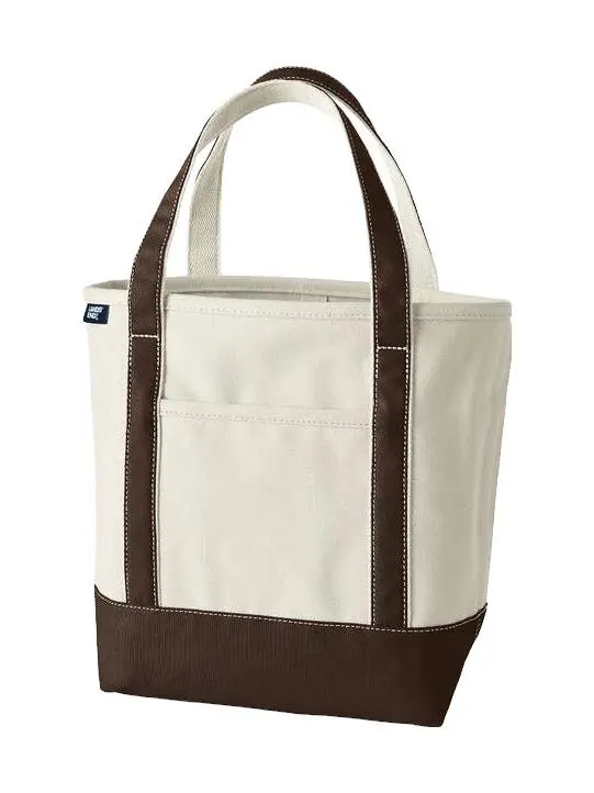 LANDS' END Open Top Canvas Tote Bag - Natural/brown Root