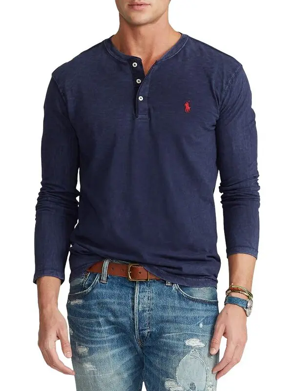 Polo Ralph Lauren Big & Tall Slub Jersey Henley Shirt - Cruise Navy