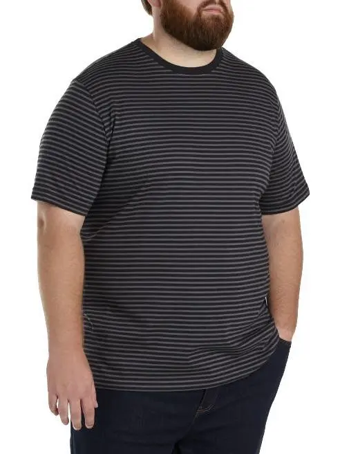 HARBOR BAY BY DXL Big & Tall Moisture-wicking Striped T-shirt - Black/grey