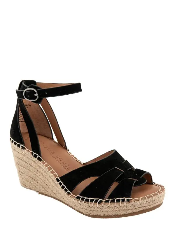 Gentle Souls By Kenneth Cole Espadrille Wedge Sandals - Black Nubuck