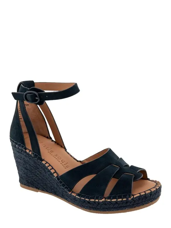 Gentle Souls By Kenneth Cole Espadrille Wedge Sandals - Navy Nubuck