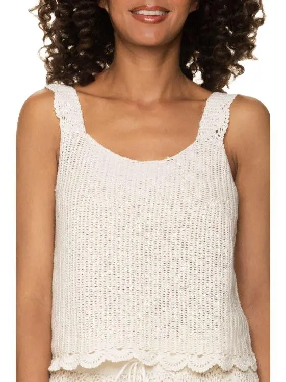 Helen Jon Scallop Crochet Tank - Ivory Crochet