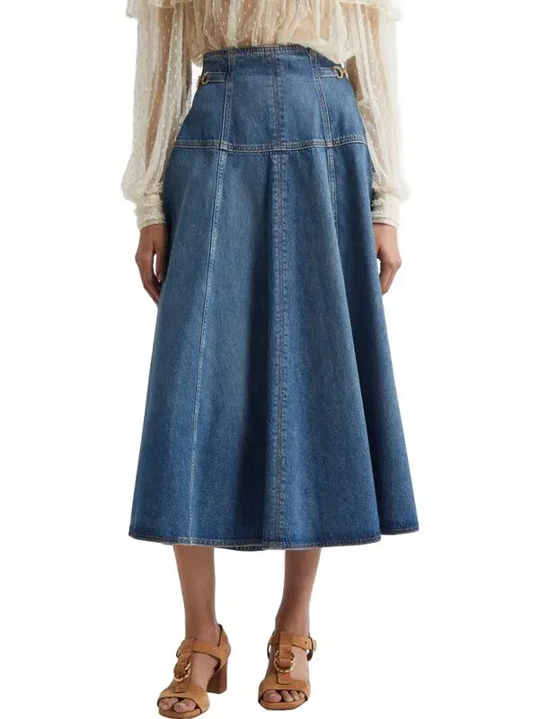 Ulla Johnson The Brigette A-line Midi Skirt - Danube