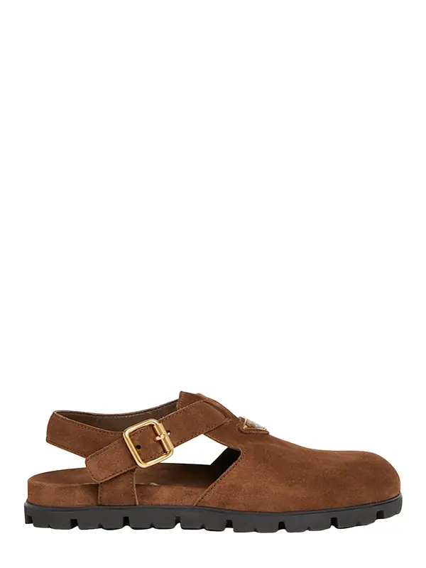 Prada Fussbett Suede Clogs - Cacao