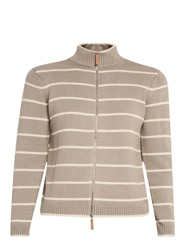 Lafayette 148 New York Striped Knit Jacket - Hickory Multi