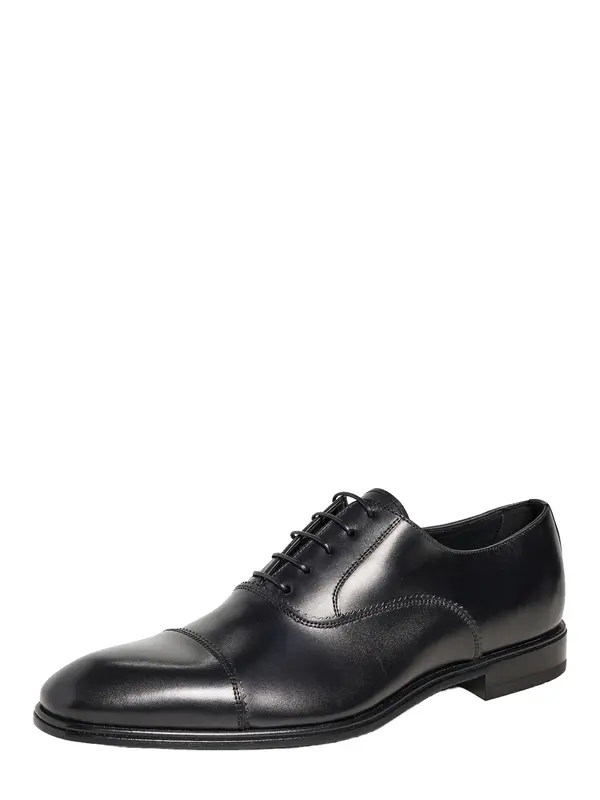FERRAGAMO Boston Leather Lace-up Dress Shoes - Black