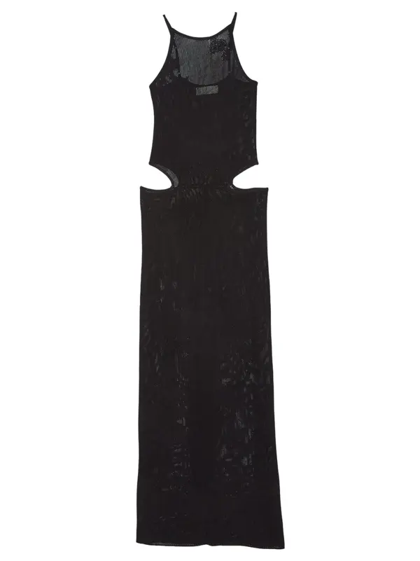 Fleur Du Mal Lace Pointelle Cutout Maxi Dress - Black