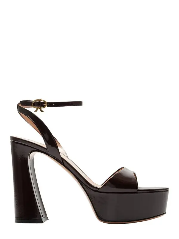 GIANVITO ROSSI Patent Leather Platform Sandals - Burgundy