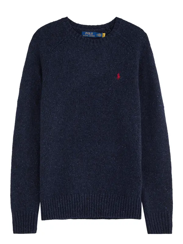 Ralph Lauren Logo-embroidered Wool-blend Jumper - Navy