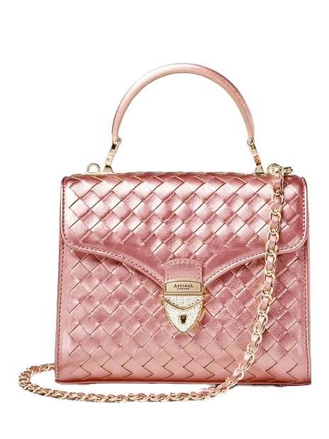 ASPINAL OF LONDON Midi Mayfair Hand-embroidered Toile De Jouy Bag With Semi-precious Stones - Pink
