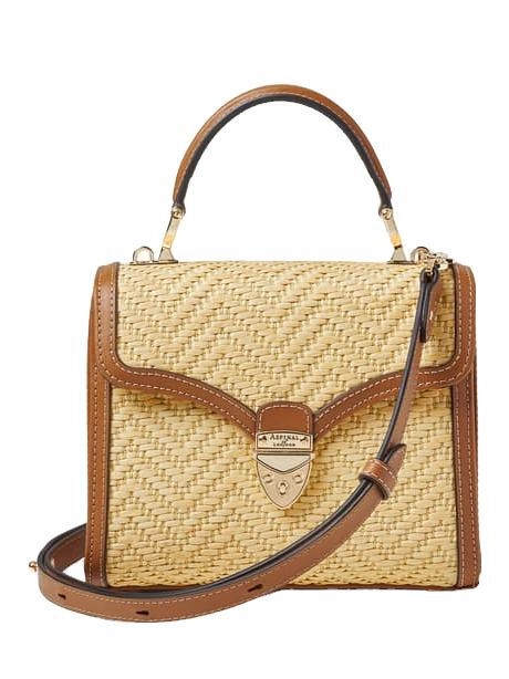ASPINAL OF LONDON Mayfair Midi Patent Croc Bag - Tan