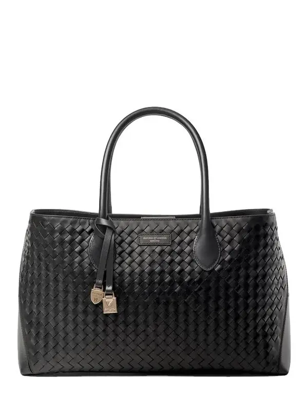 ASPINAL OF LONDON Tote In Smooth Leather With Engravable Charm - Black