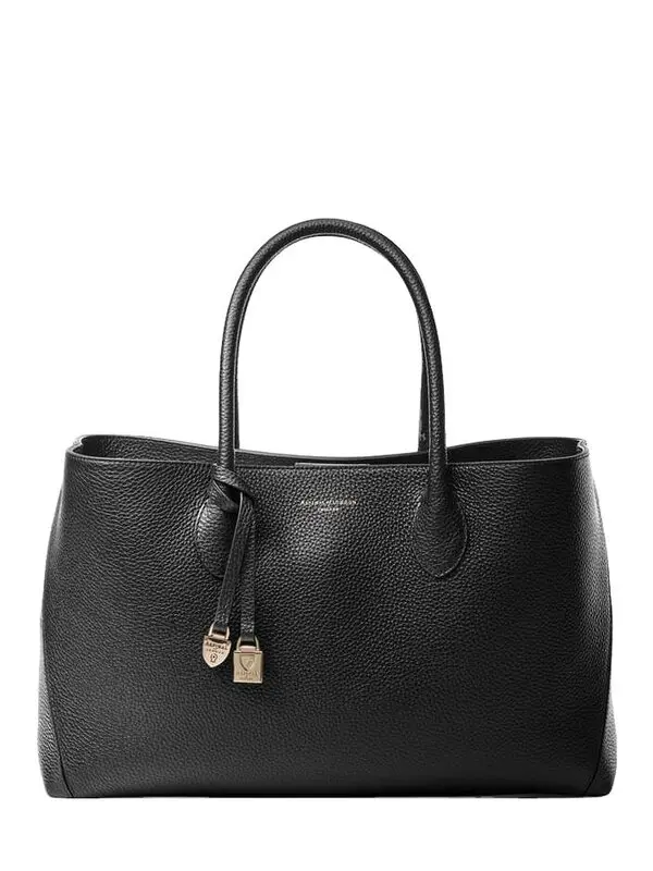 ASPINAL OF LONDON Woven Leather Tote With Charm - Black