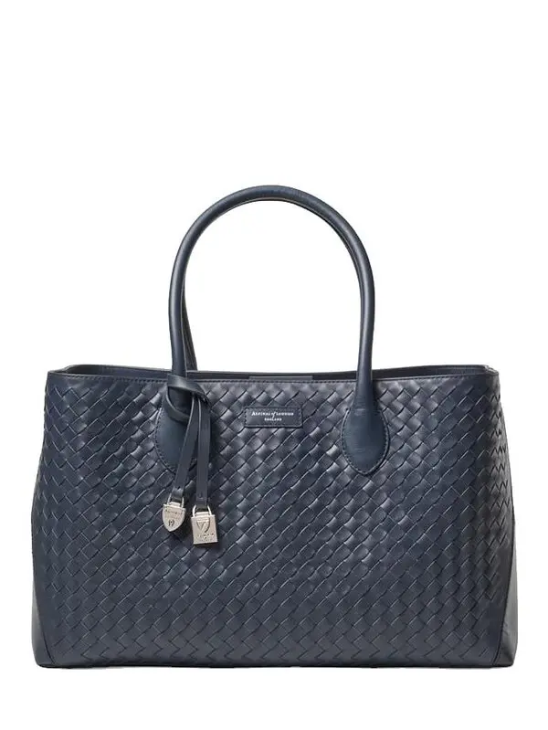 ASPINAL OF LONDON London Tote In Pebble Leather With Charm - Navy