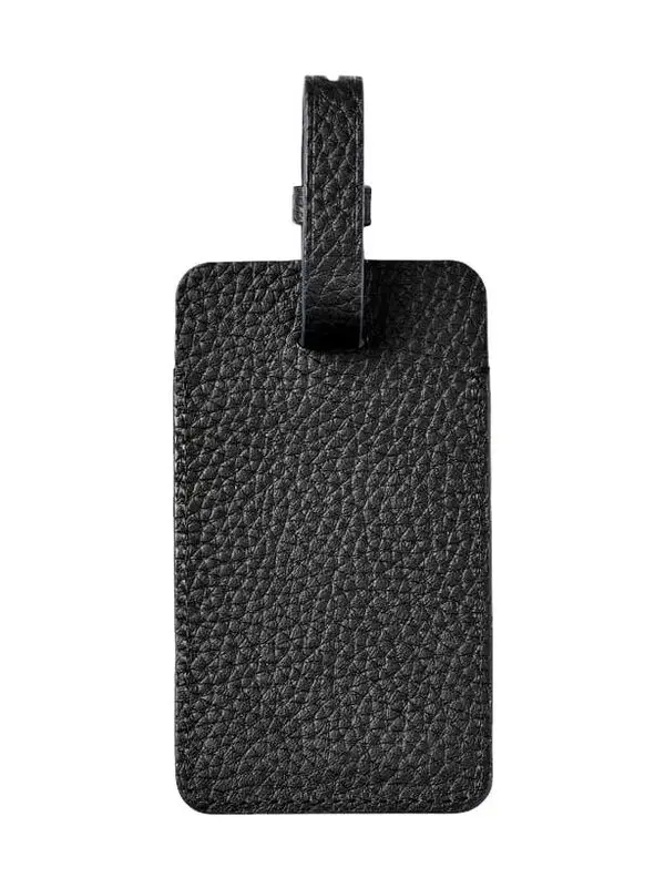 ASPINAL OF LONDON Luggage Tag In Pebble Leather - Black