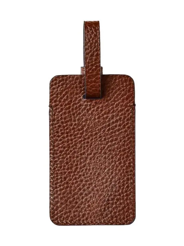 ASPINAL OF LONDON Luggage Tag In Pebble Leather - Brown