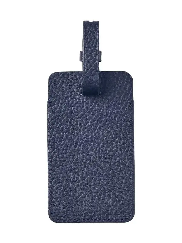 ASPINAL OF LONDON Luggage Tag In Pebble Leather - Navy
