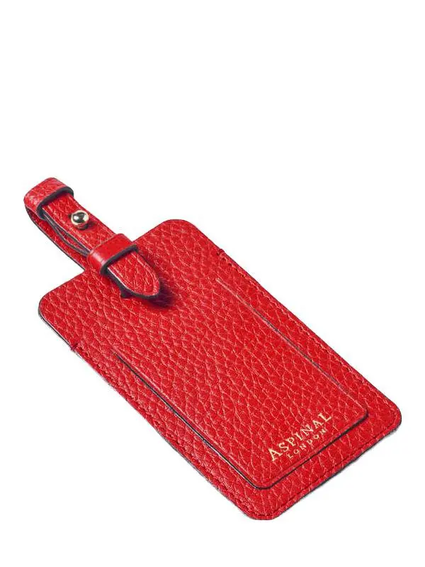 ASPINAL OF LONDON Luggage Tag In Pebble Leather - Red