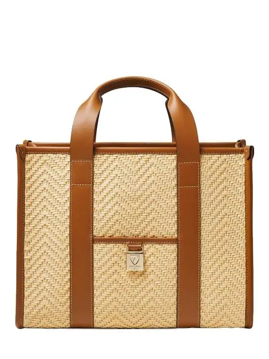 ASPINAL OF LONDON Henley Tote In Raffia And Leather - Tan