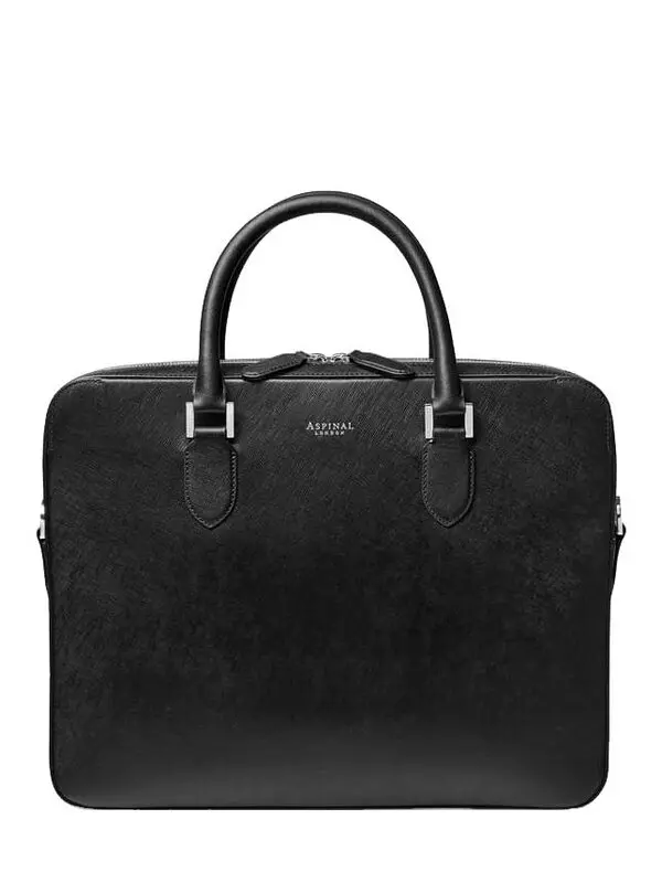 ASPINAL OF LONDON Slim Leather Briefcase - Black