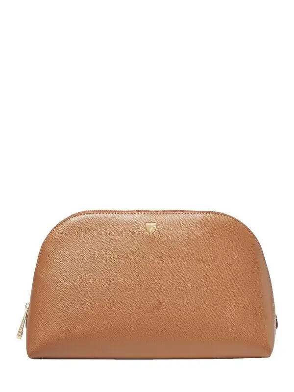 ASPINAL OF LONDON Classic Toiletry Bag In Soft Saffiano - Tan