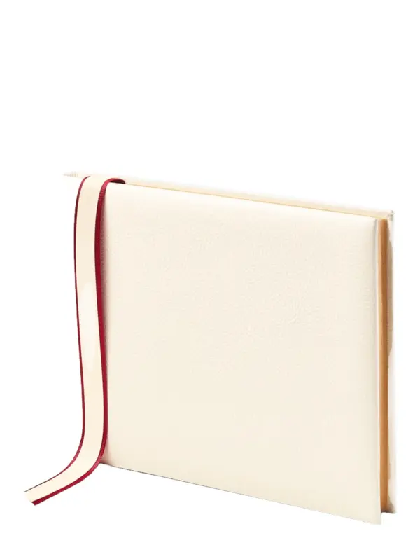 ASPINAL OF LONDON Classic Leather Guest Book In Marmalade Pebble - Ivory