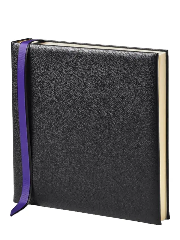ASPINAL OF LONDON 8-inch Leather Photo Album In Capri Pebble - Black