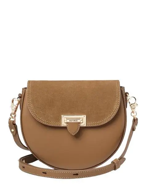 ASPINAL OF LONDON Portobello Crossbody Bag In Deep Shine Capri Small Croc - Brown