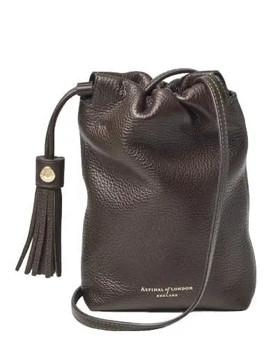 ASPINAL OF LONDON Soho Crossbody Pouch In Slot Weave - Brown