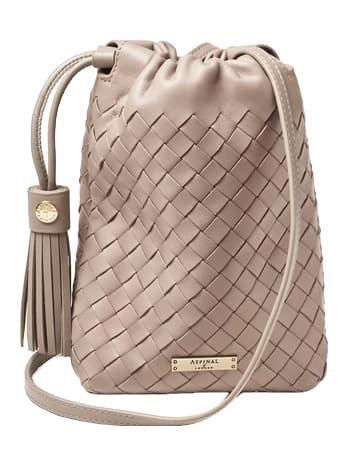 ASPINAL OF LONDON Soho Crossbody Pouch In Moleskin Woven Leather - Neutral