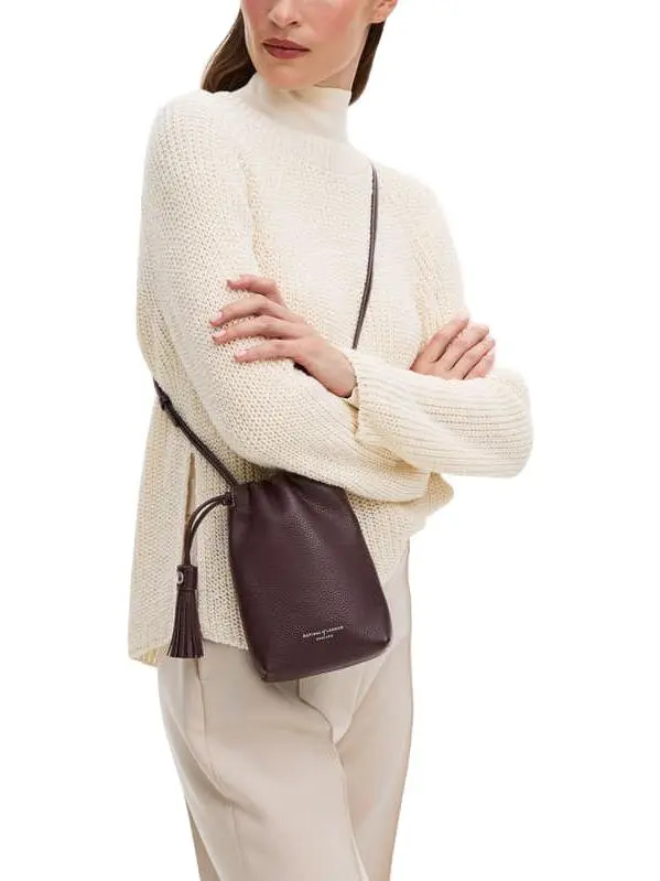 ASPINAL OF LONDON Soho Crossbody Pouch In Moleskin Woven Leather - Red