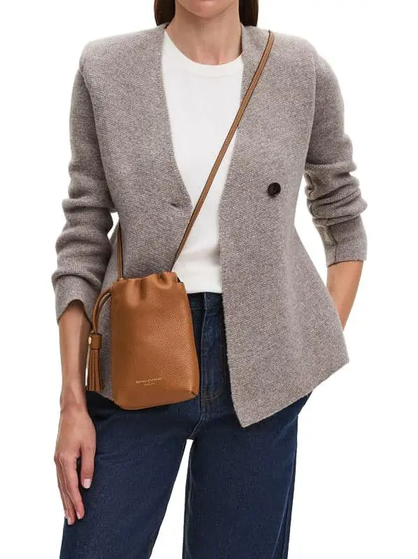 ASPINAL OF LONDON Soho Crossbody Pouch In Slot Weave - Tan