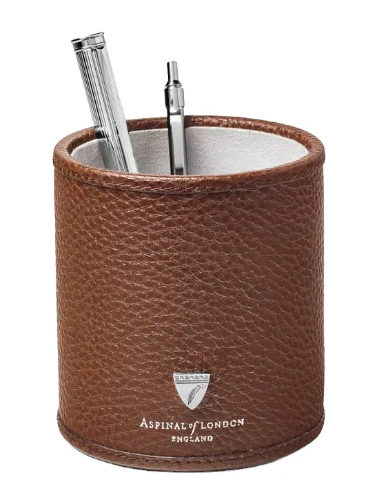 ASPINAL OF LONDON Round Pen Pot In Pebble - Brown