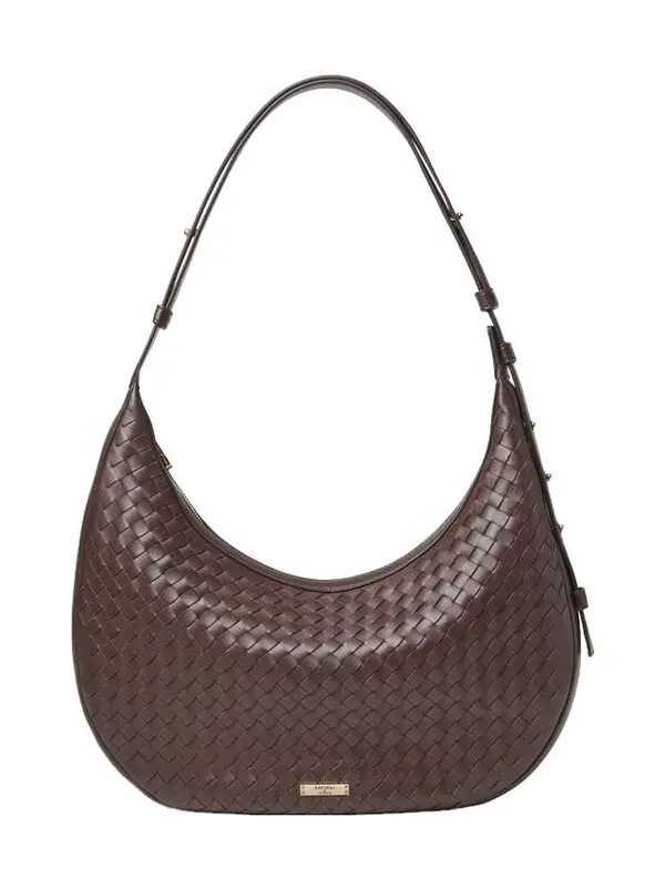 ASPINAL OF LONDON Hudson Crescent Moleskin Woven Leather Bag - Brown