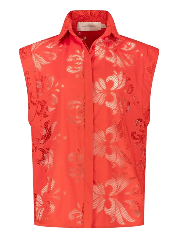 Silvia Tcherassi Rina Broderie Anglaise Blouse - Red