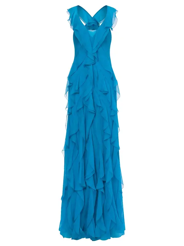 Alberta Ferretti Ruffled Gown - Blue