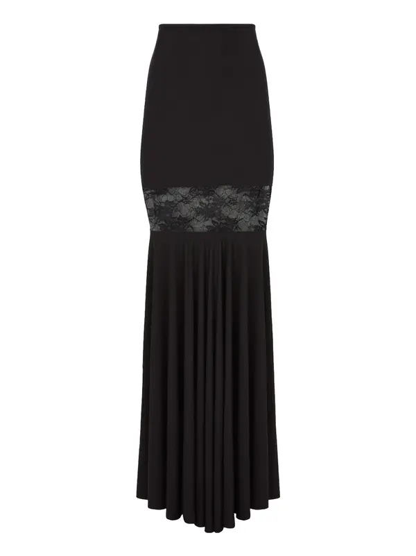 Nina Ricci Lace-panel Maxi Skirt - Black