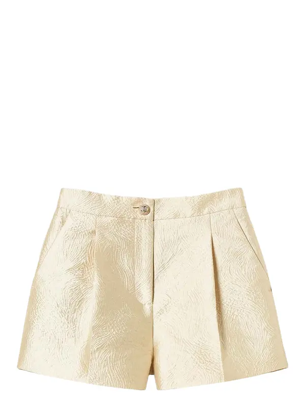 TWINSET Brocade Jacquard Shorts - Gold