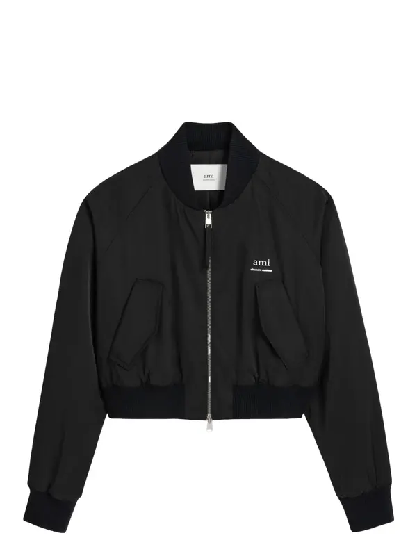 Ami Logo-lettering Bomber Jacket - Black